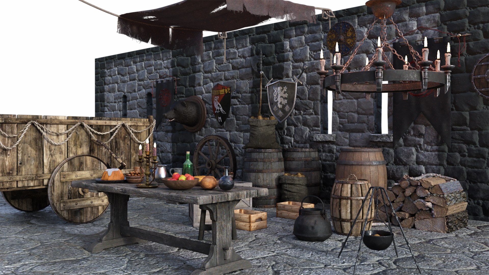 3D Medieval Props Package Model - TurboSquid 2194944
