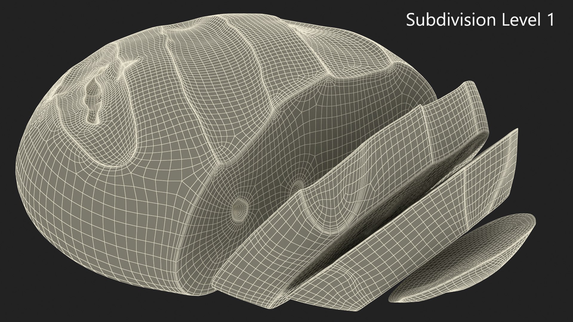 Round Loaf Of Bread With Sliced Pieces Model - TurboSquid 2244920