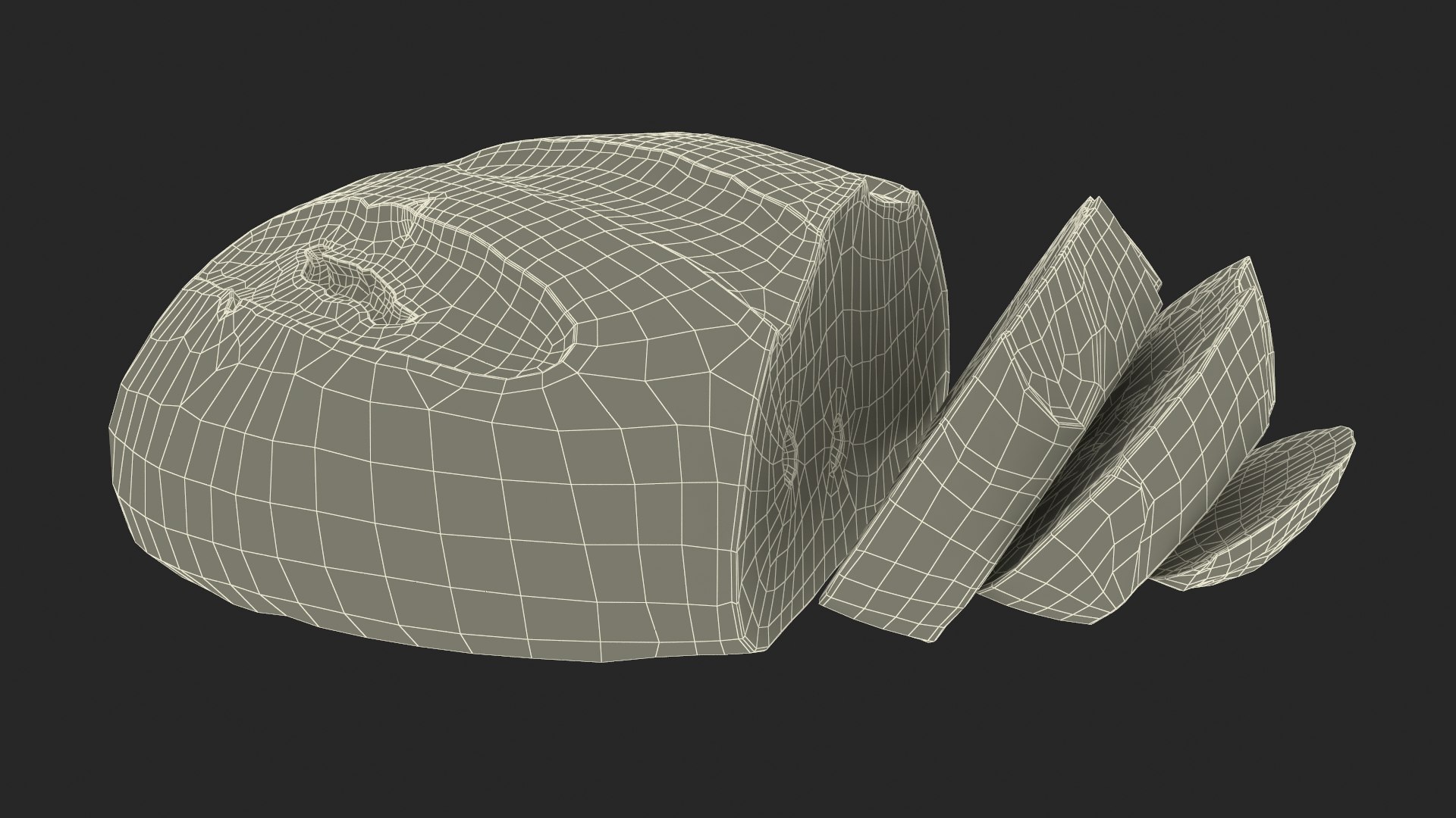 Round Loaf Of Bread With Sliced Pieces Model - TurboSquid 2244920