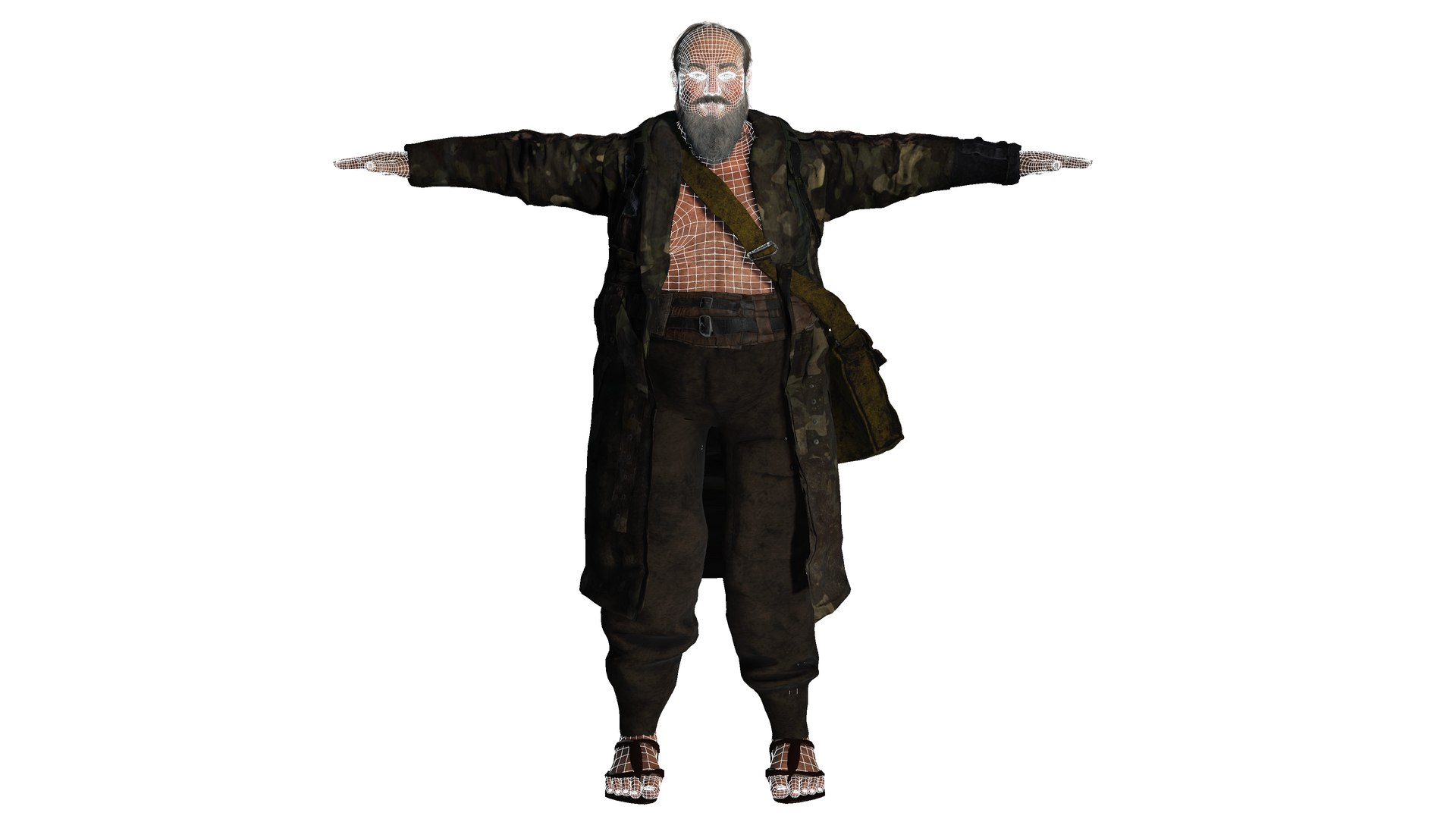 AAA 3D OLD FAT BEARD MAN HOMELESS SURVIVOR- GAME READY CHARACTER 3D ...