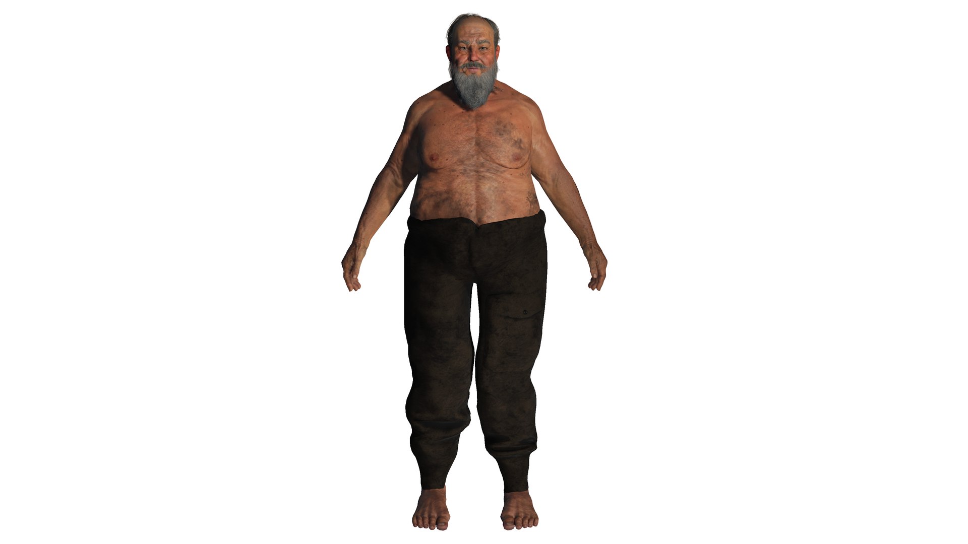 AAA 3D OLD FAT BEARD MAN HOMELESS SURVIVOR- GAME READY CHARACTER 3D ...