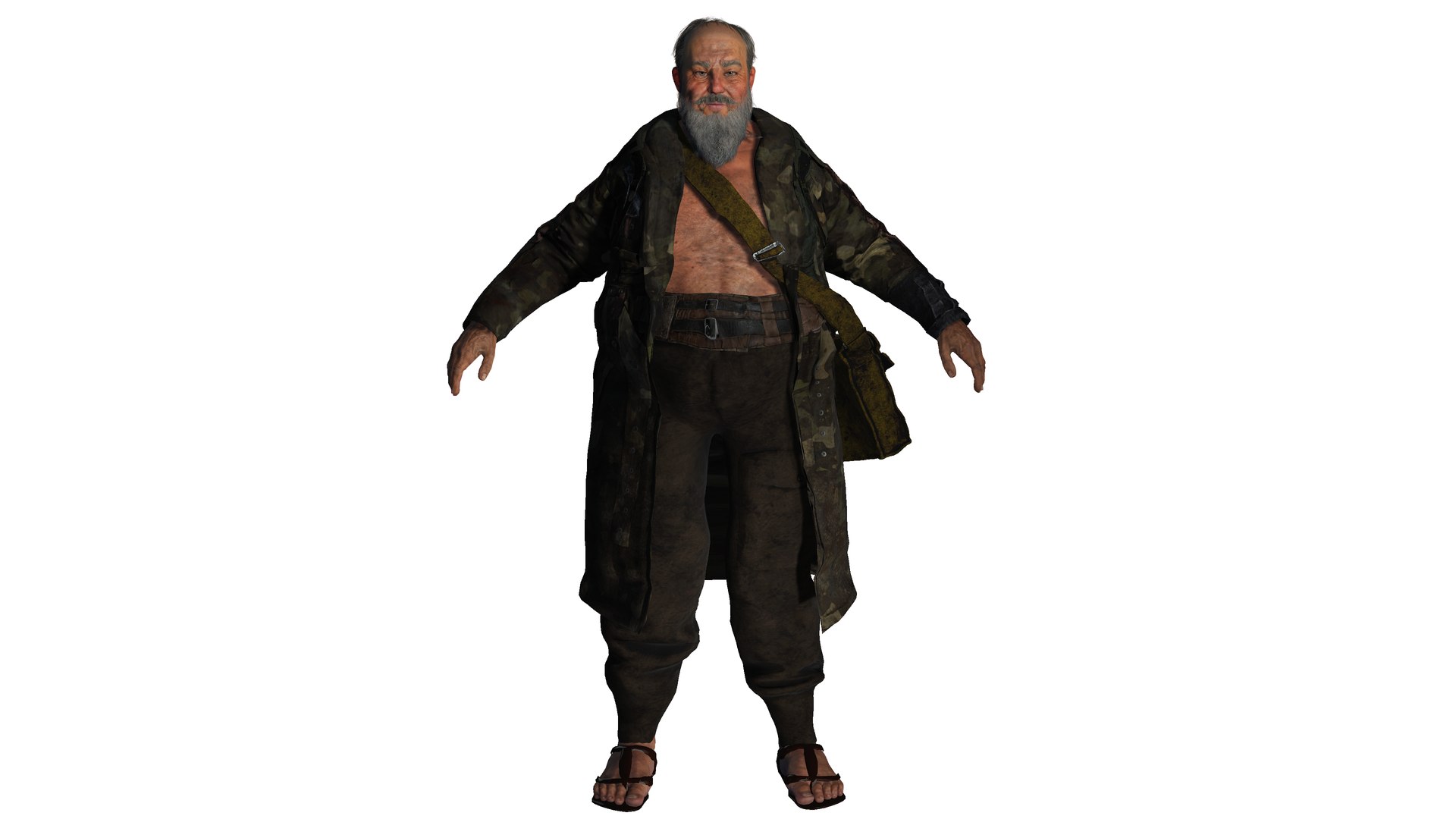 AAA 3D OLD FAT BEARD MAN HOMELESS SURVIVOR- GAME READY CHARACTER 3D ...