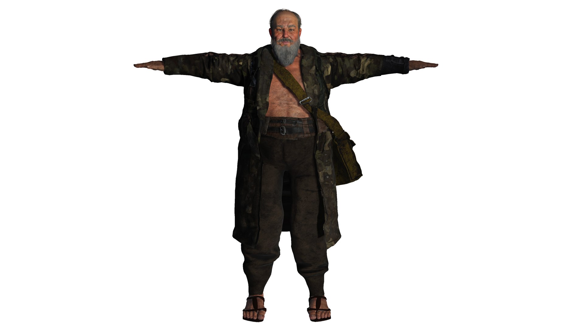 AAA 3D OLD FAT BEARD MAN HOMELESS SURVIVOR- GAME READY CHARACTER 3D ...