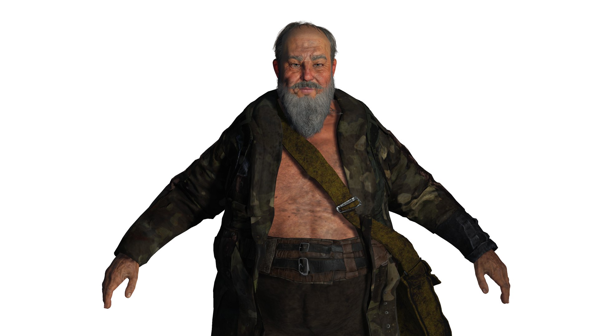AAA 3D OLD FAT BEARD MAN HOMELESS SURVIVOR- GAME READY CHARACTER 3D ...