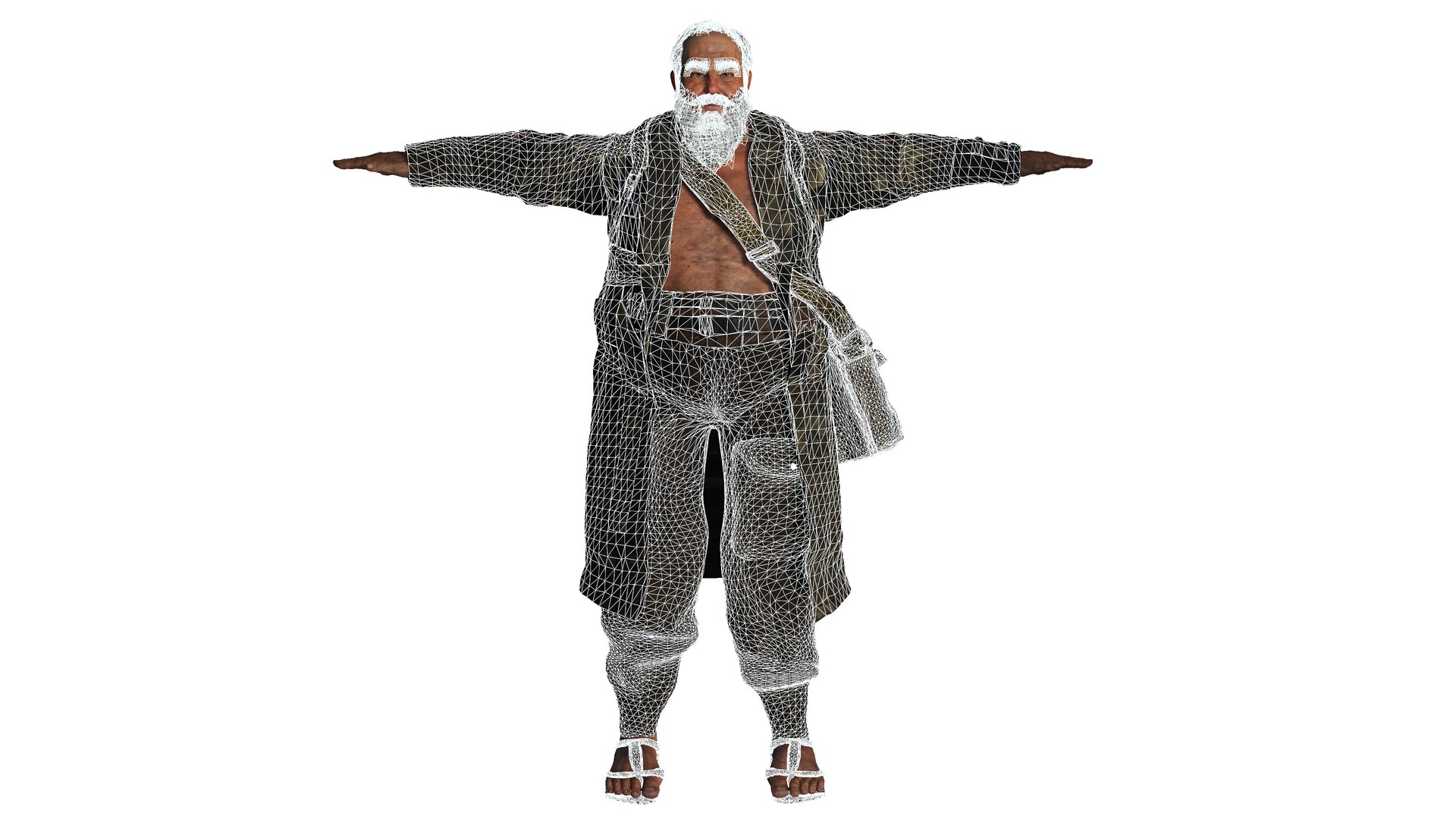 AAA 3D OLD FAT BEARD MAN HOMELESS SURVIVOR- GAME READY CHARACTER 3D ...