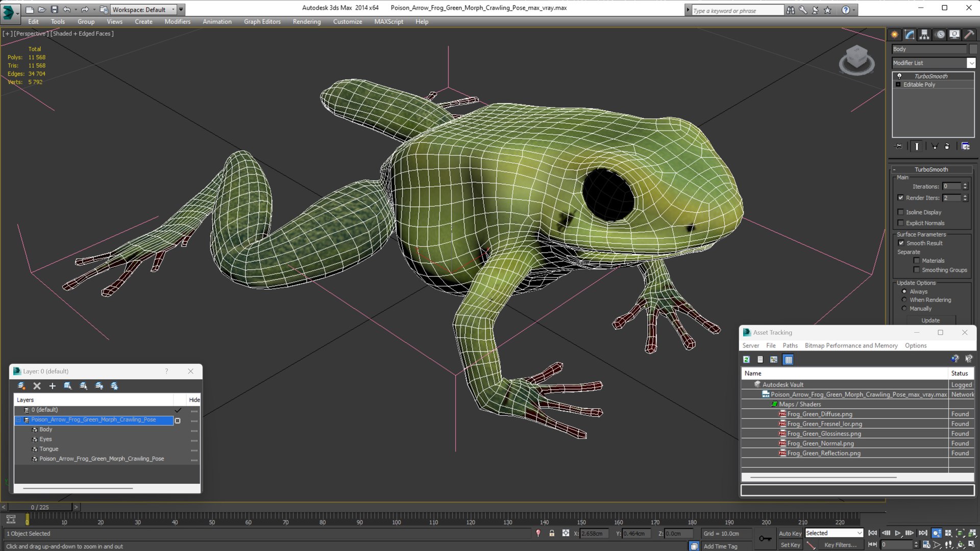 Poison Arrow Frog Green Morph Crawling Pose Model - TurboSquid 2188789