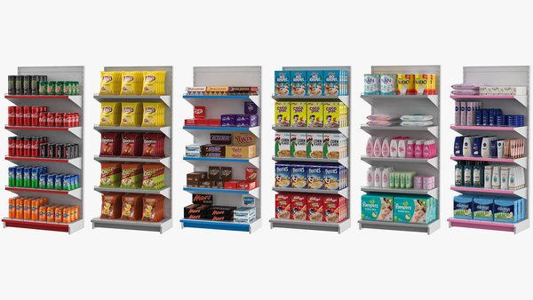modelo 3d Colección de estanterías de supermercado - TurboSquid 1745368