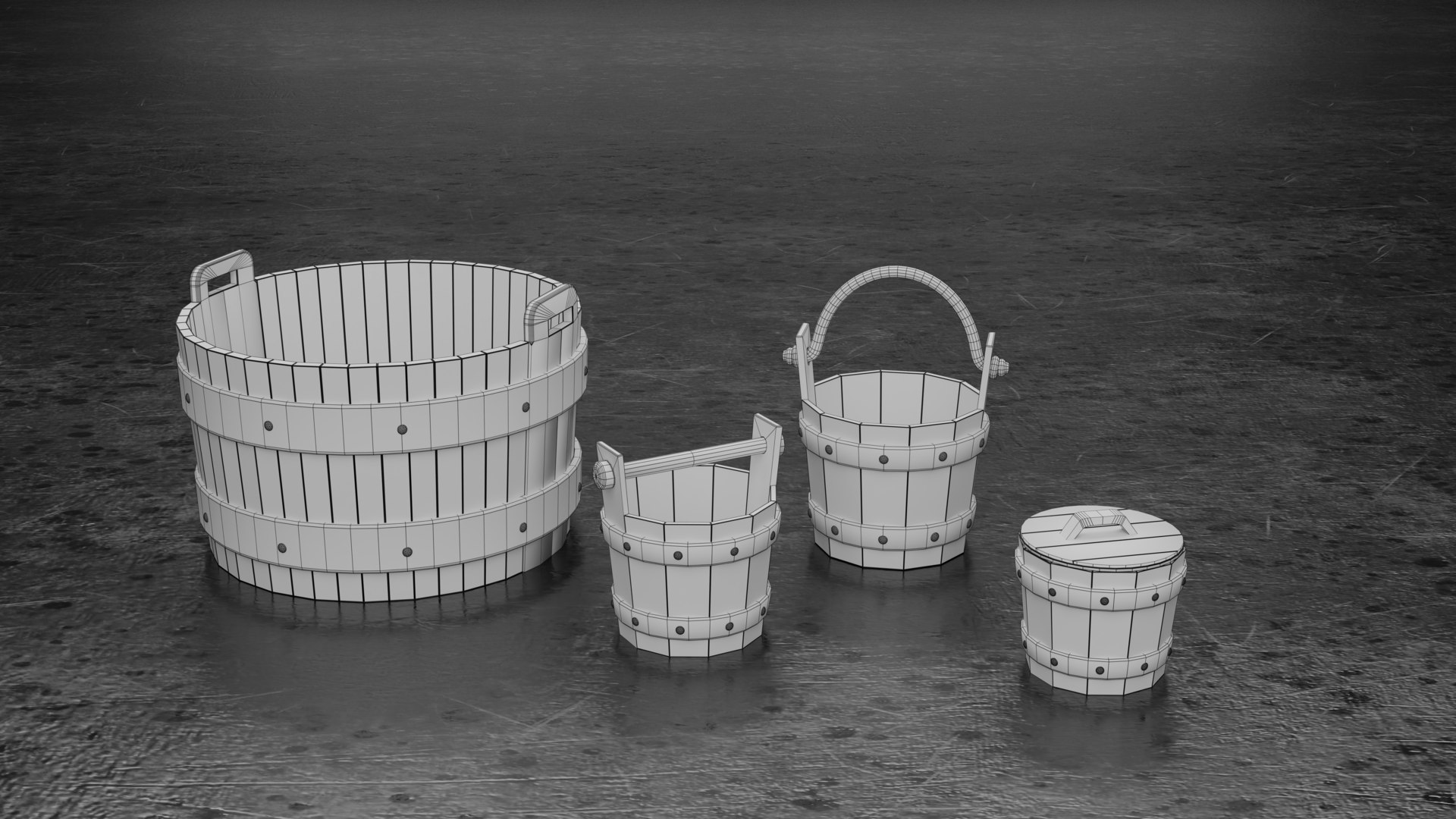 Medieval Wooden Containers Pack Barrels Crates Boxes 3D Model ...