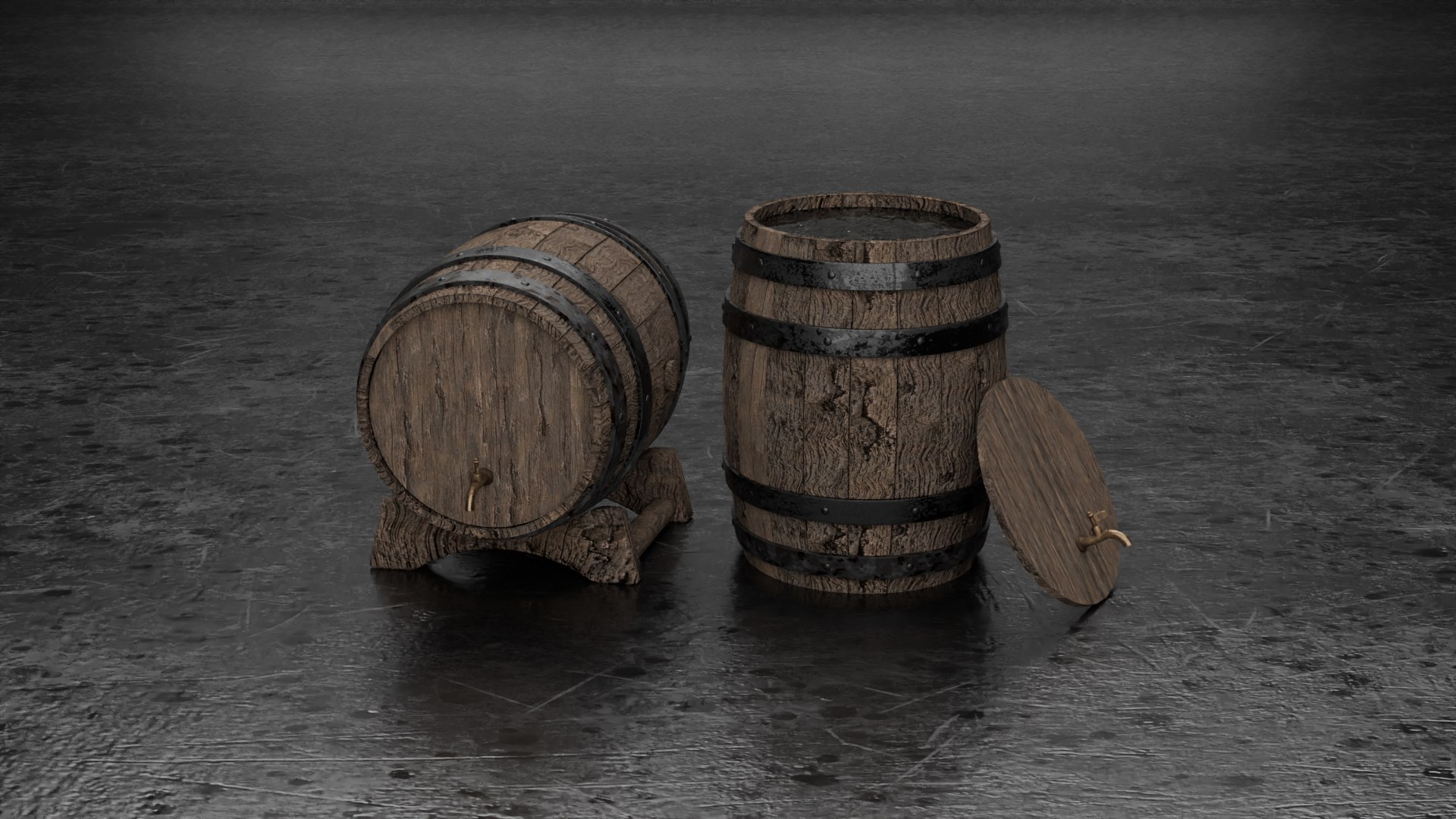 Medieval Wooden Containers Pack Barrels Crates Boxes 3D Model ...