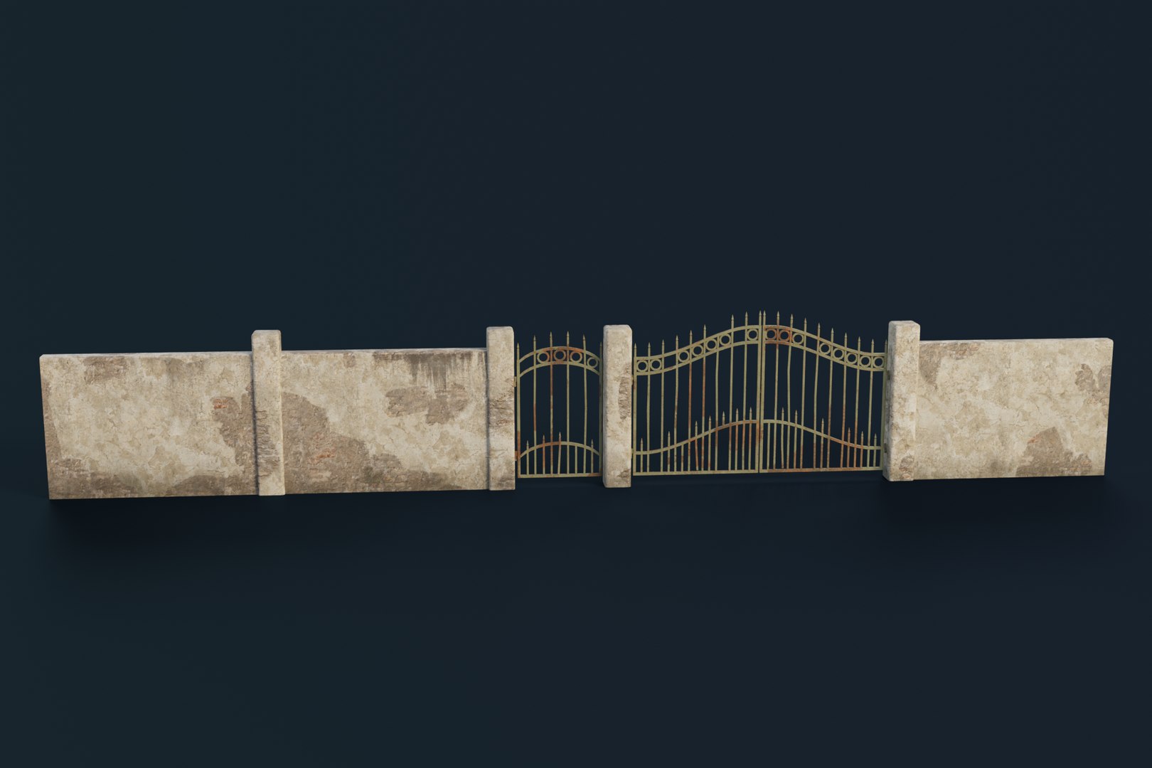 Stone Wall With A Gate 3D Model - TurboSquid 2259377