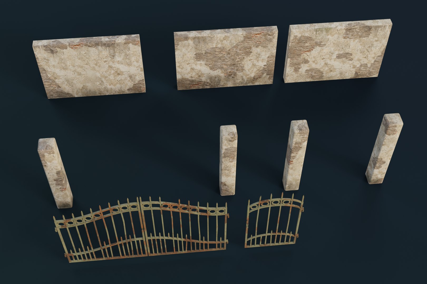 Stone Wall With A Gate 3D Model - TurboSquid 2259377