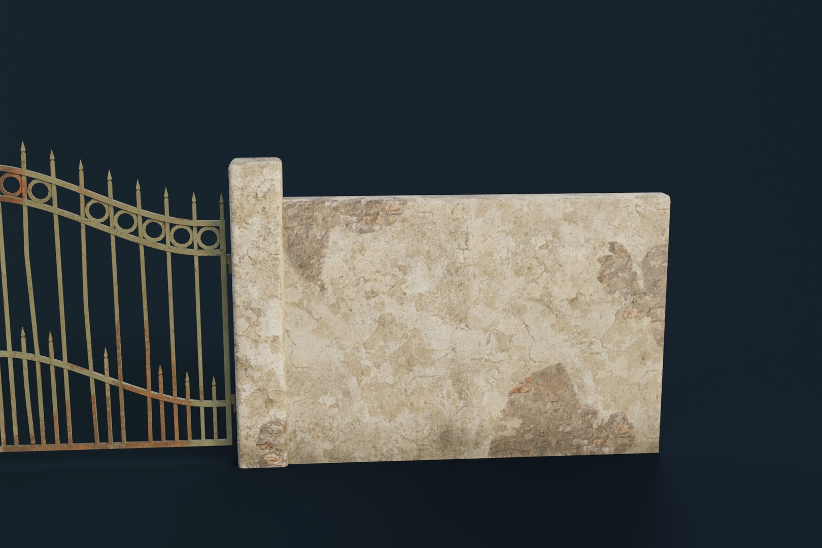 Stone Wall With A Gate 3D Model - TurboSquid 2259377