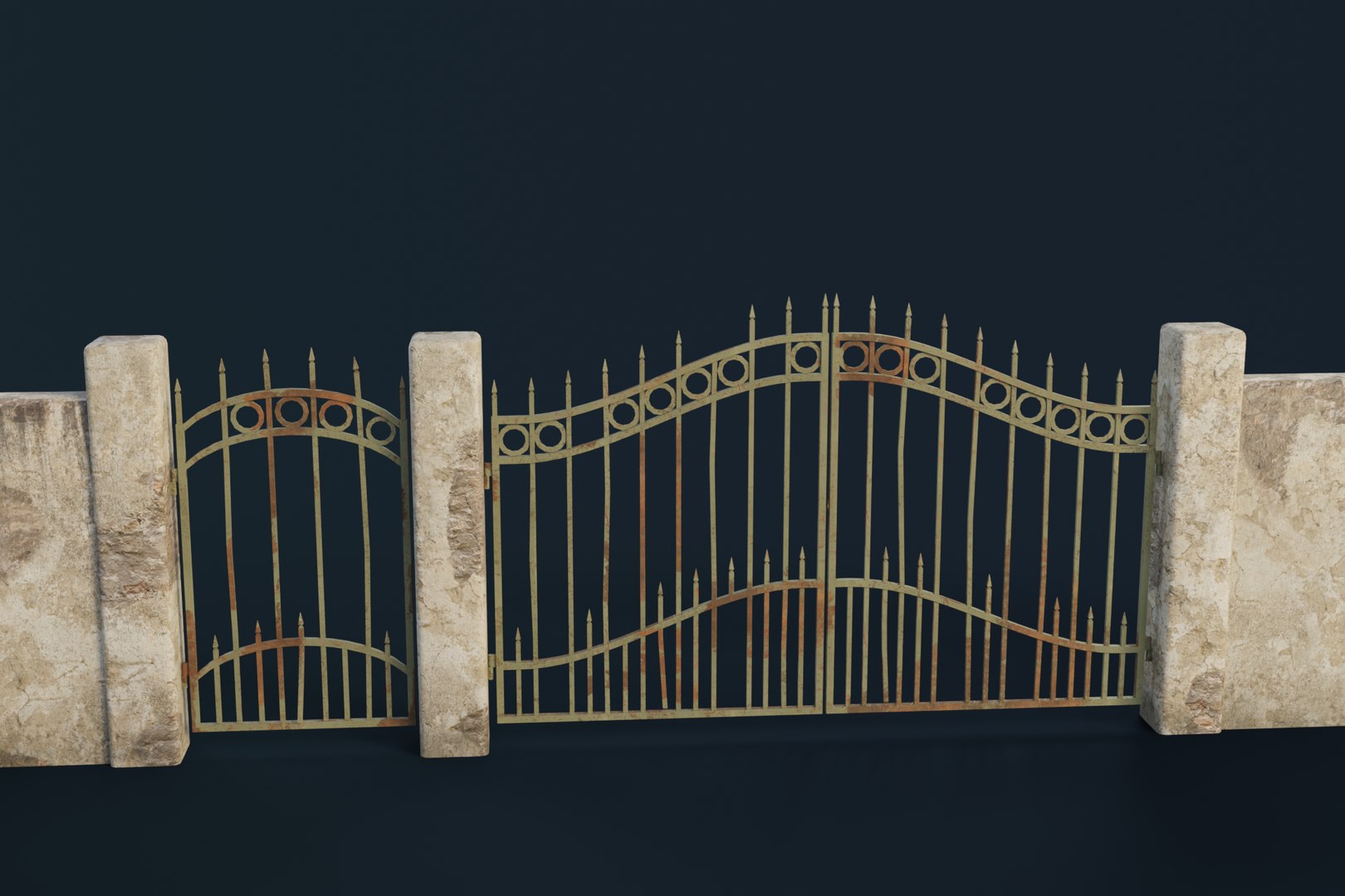 Stone Wall With A Gate 3D Model - TurboSquid 2259377