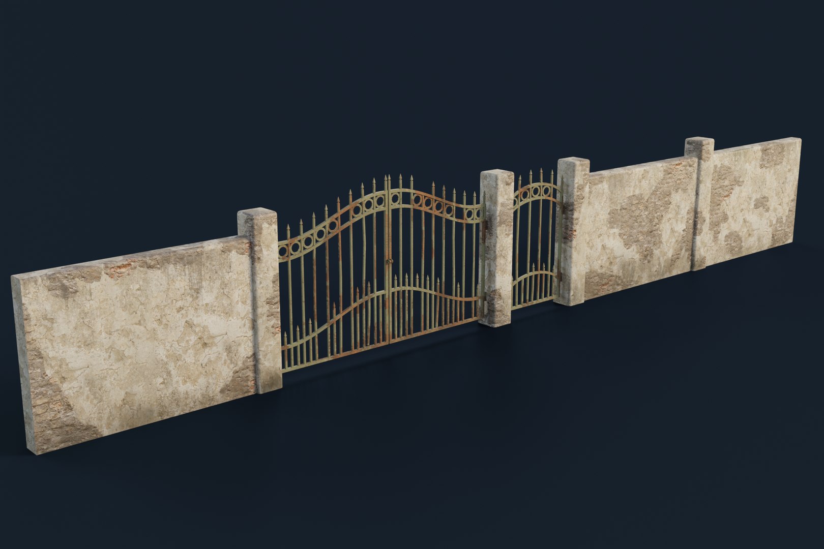 Stone Wall With A Gate 3D Model - TurboSquid 2259377