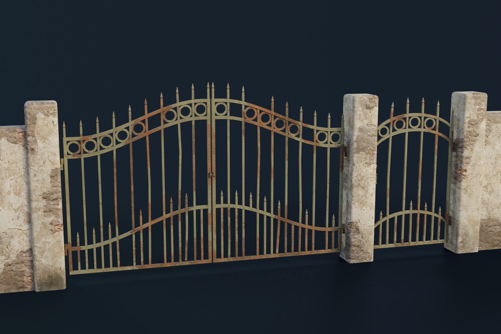 Stone Wall With A Gate 3D Model - TurboSquid 2259377