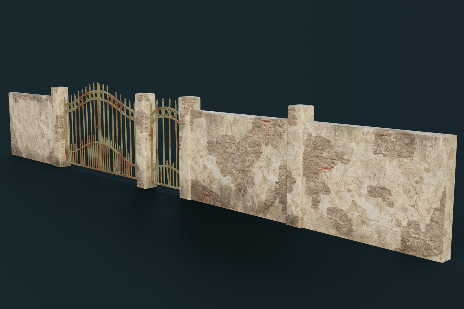 Stone Wall With A Gate 3D Model - TurboSquid 2259377
