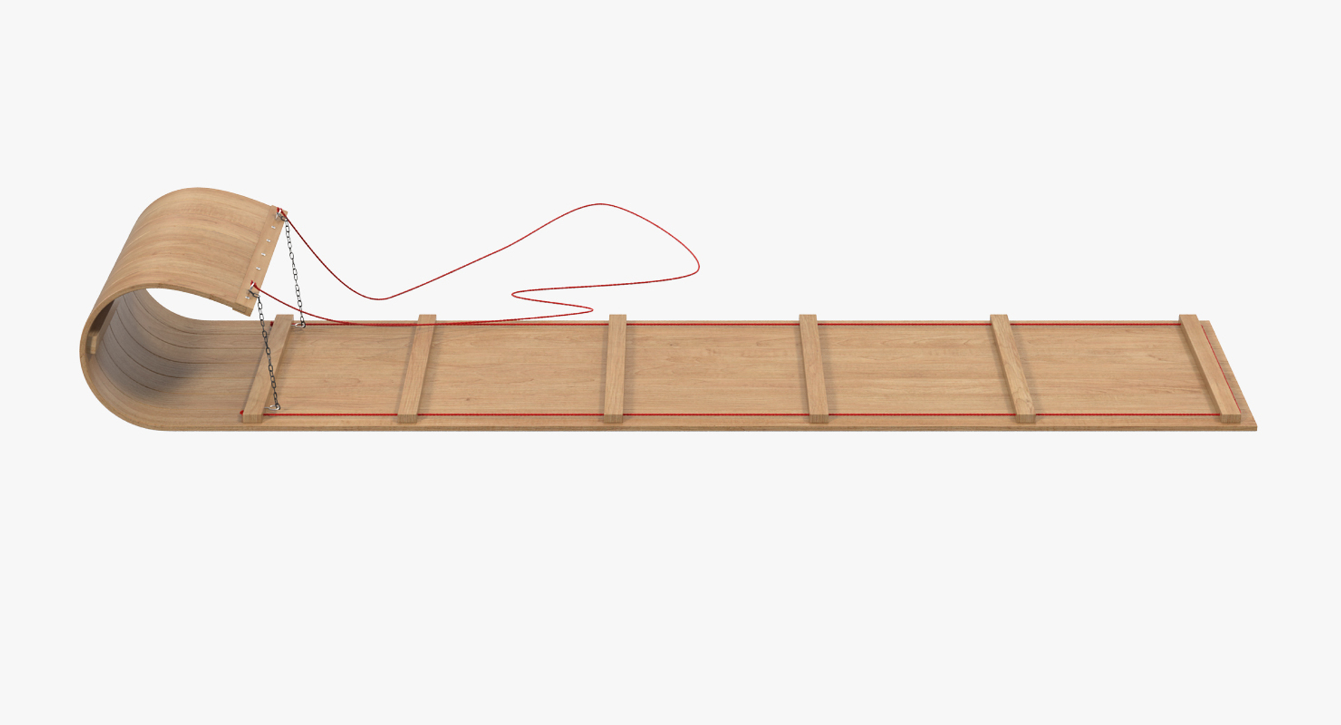 Classic Wooden Toboggan Obj