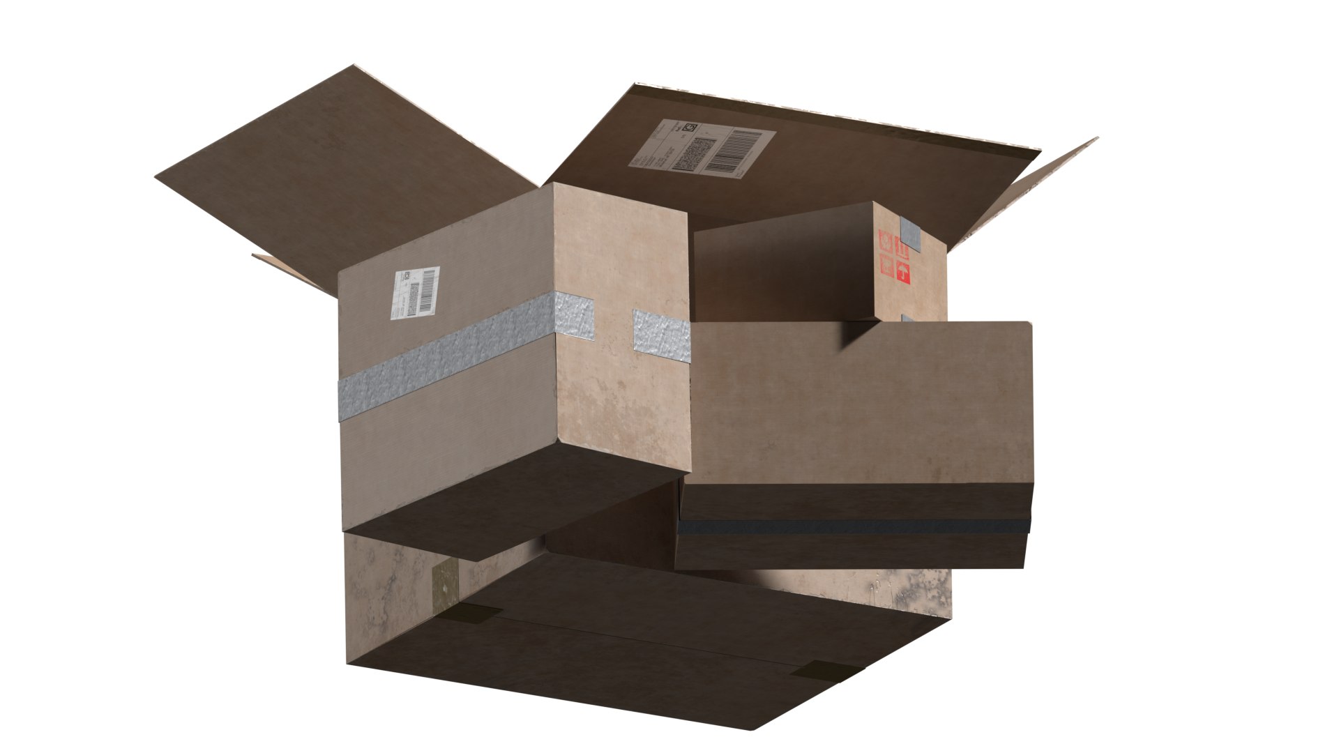 Cardboard Boxes Model - TurboSquid 2052326