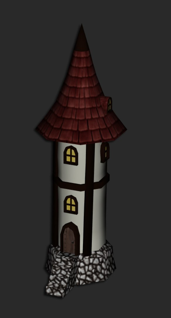 Obj Medieval Fantasy Cartoon Tower