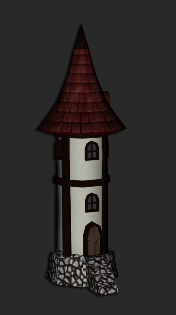Obj Medieval Fantasy Cartoon Tower
