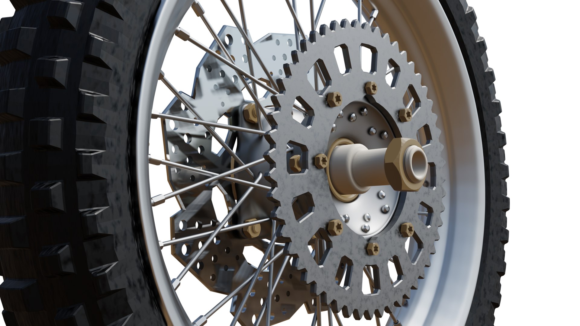 Off-Road Motorcycle Wheels - Front And Rear Detailed 3D Model ...
