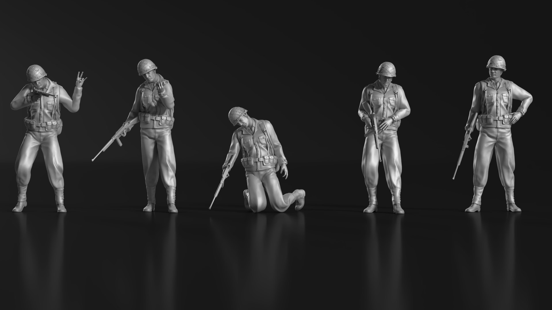 3D Model WWII Soldier Set 04 - TurboSquid 2148897