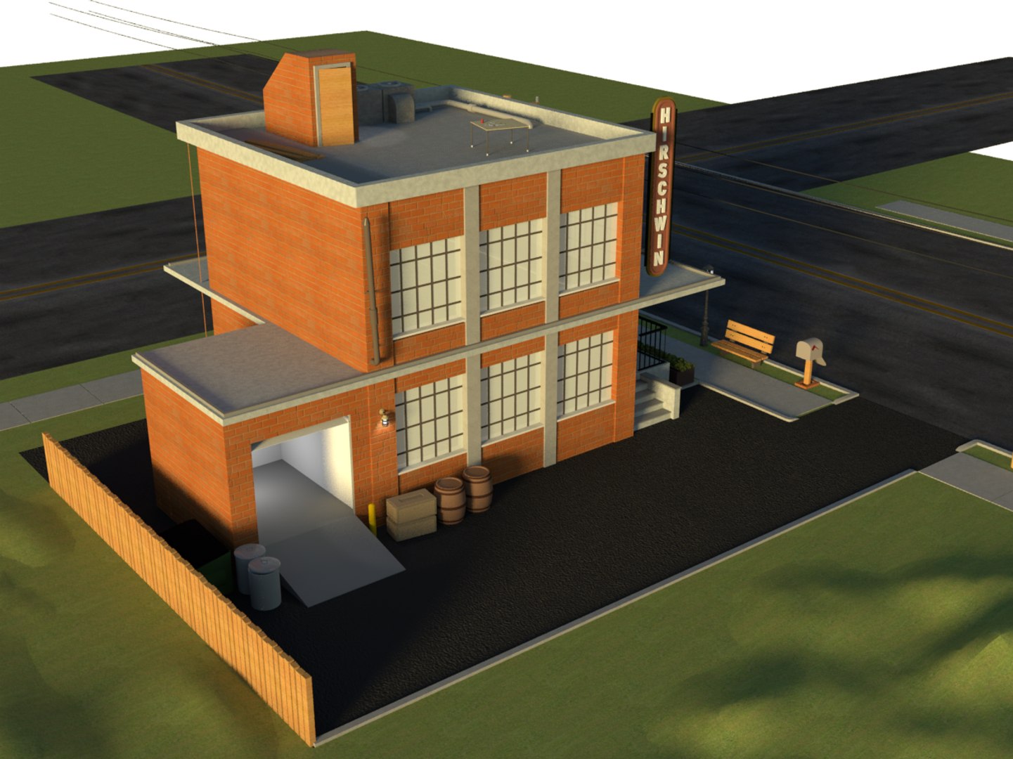 3d model brick building