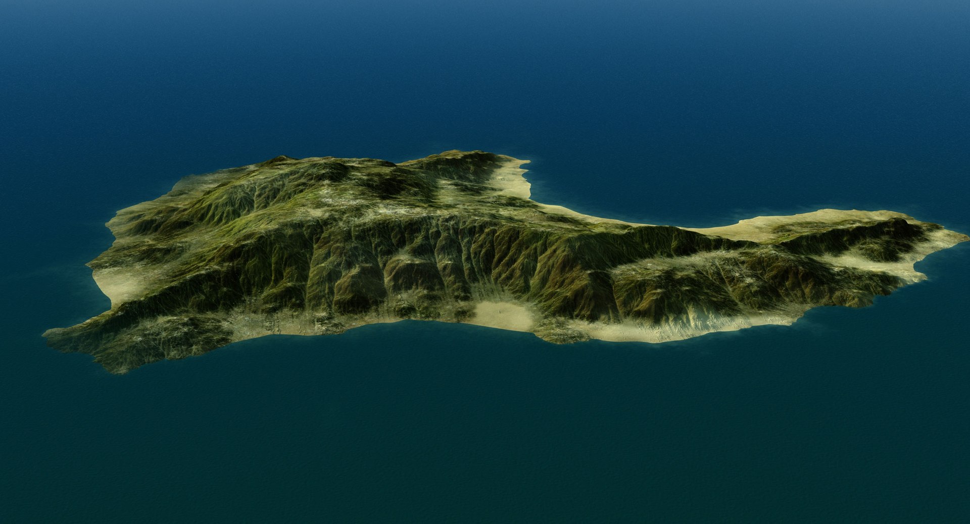 Island Terrain Landscape 3d Model