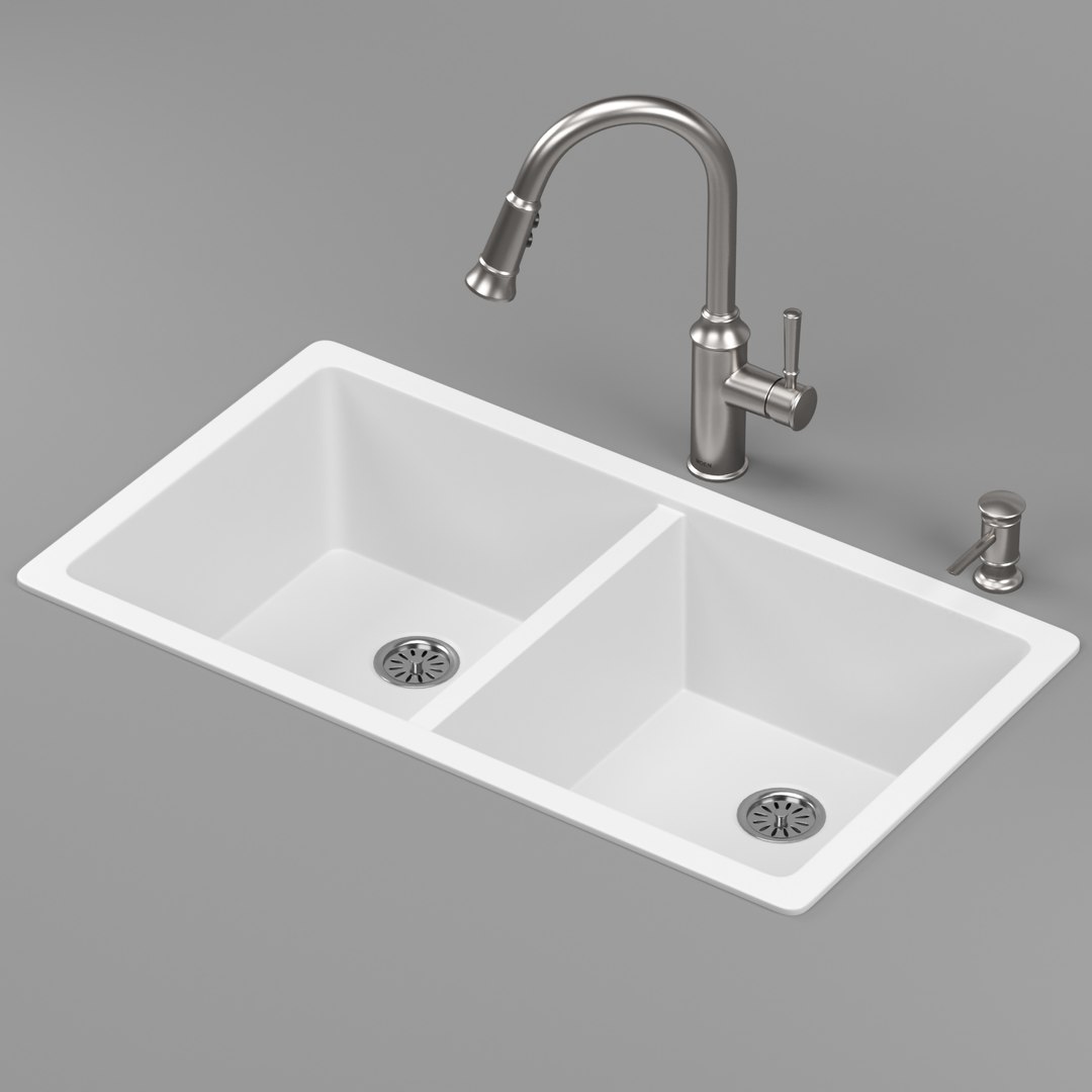 3D Model MOEN Kitchen Sink GGW4012B - TurboSquid 2162213