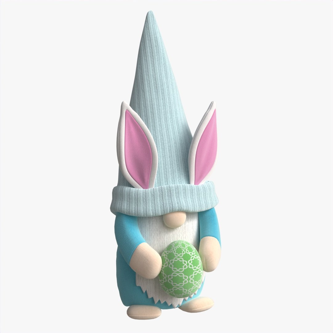 Easter Plush Doll Gnome With Egg 03 3D model - TurboSquid 2027484