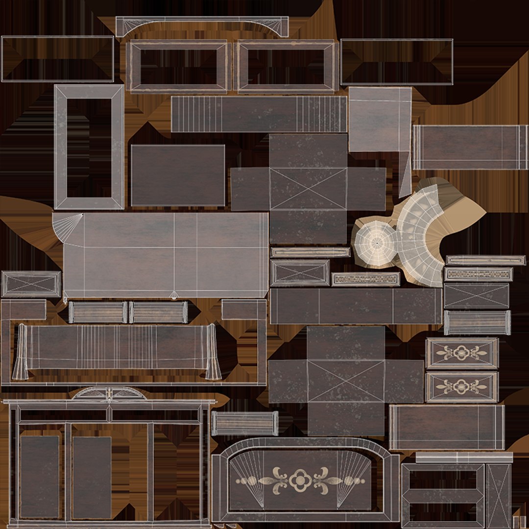 Cabinet And Desk - Vintage - Low-poly 3D Model 3D Model - TurboSquid ...