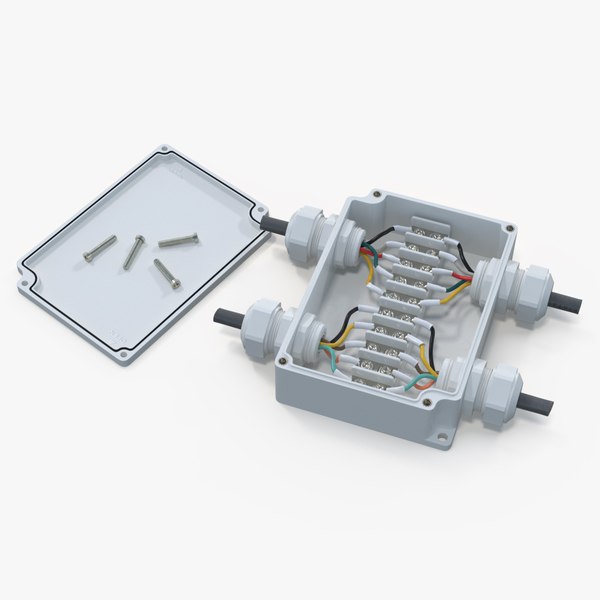 White Junction Box with 4 Wires 3D - TurboSquid 1908779