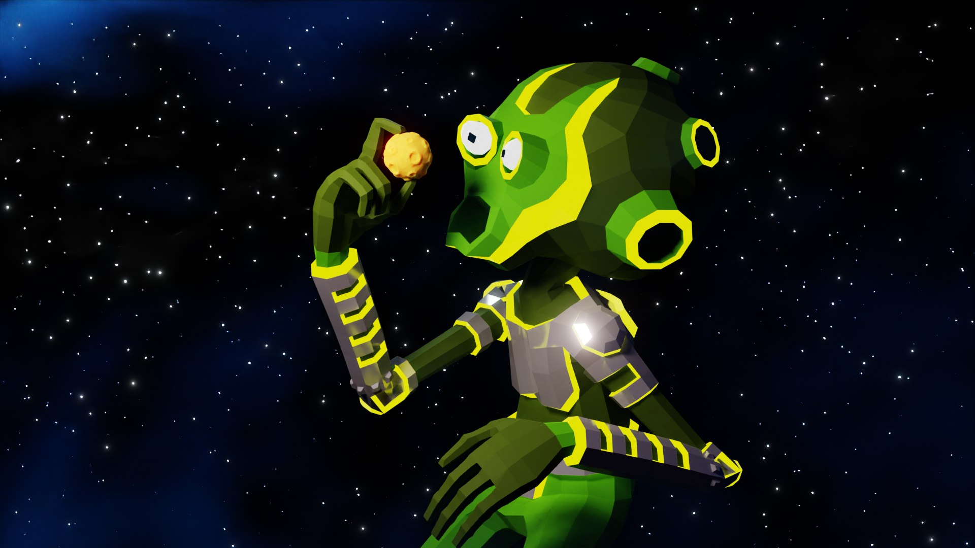 Alien With Blaster In Low Poly Style 3D Model - TurboSquid 2054394