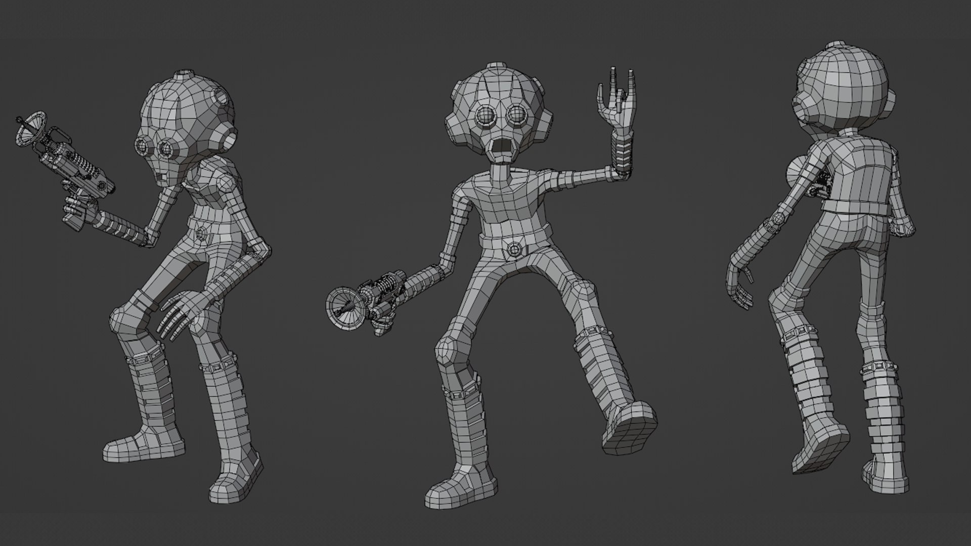 Alien With Blaster In Low Poly Style 3D Model - TurboSquid 2054394