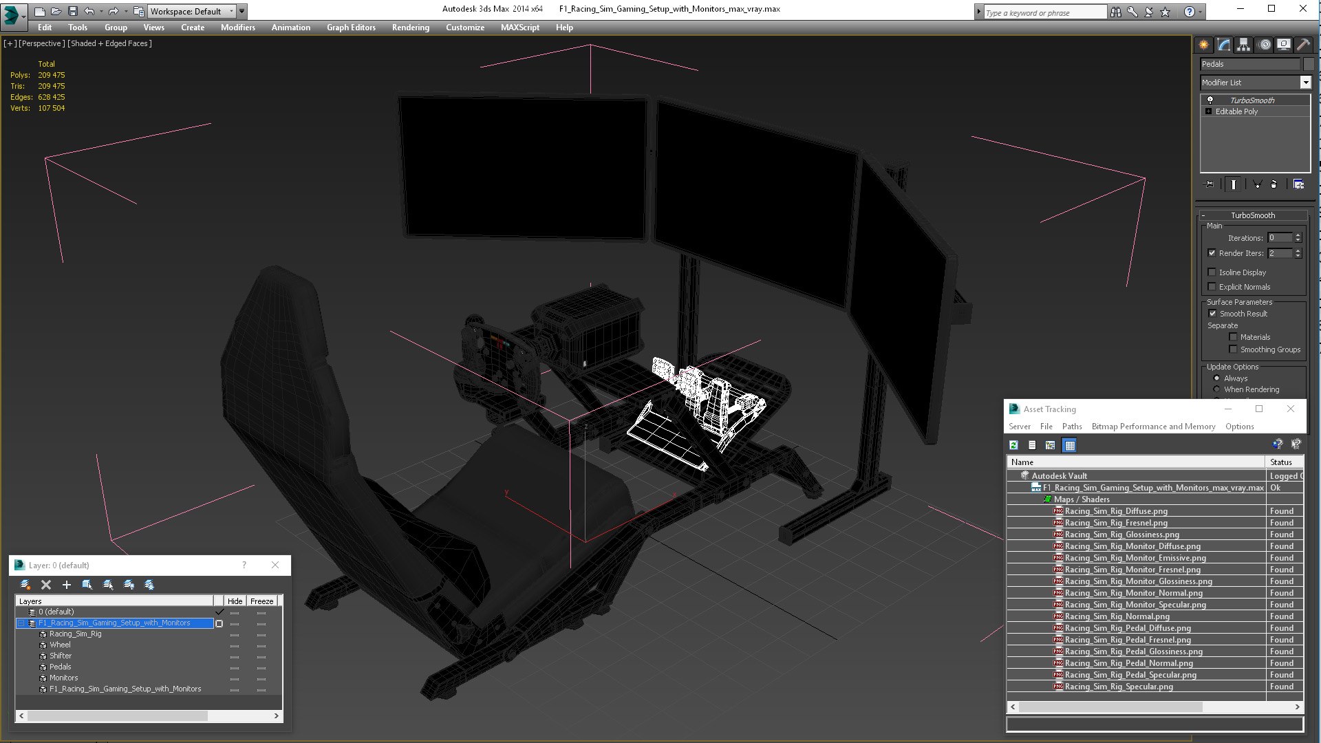 F1 Racing Sim Gaming Setup with Monitors 3D - TurboSquid 2068826