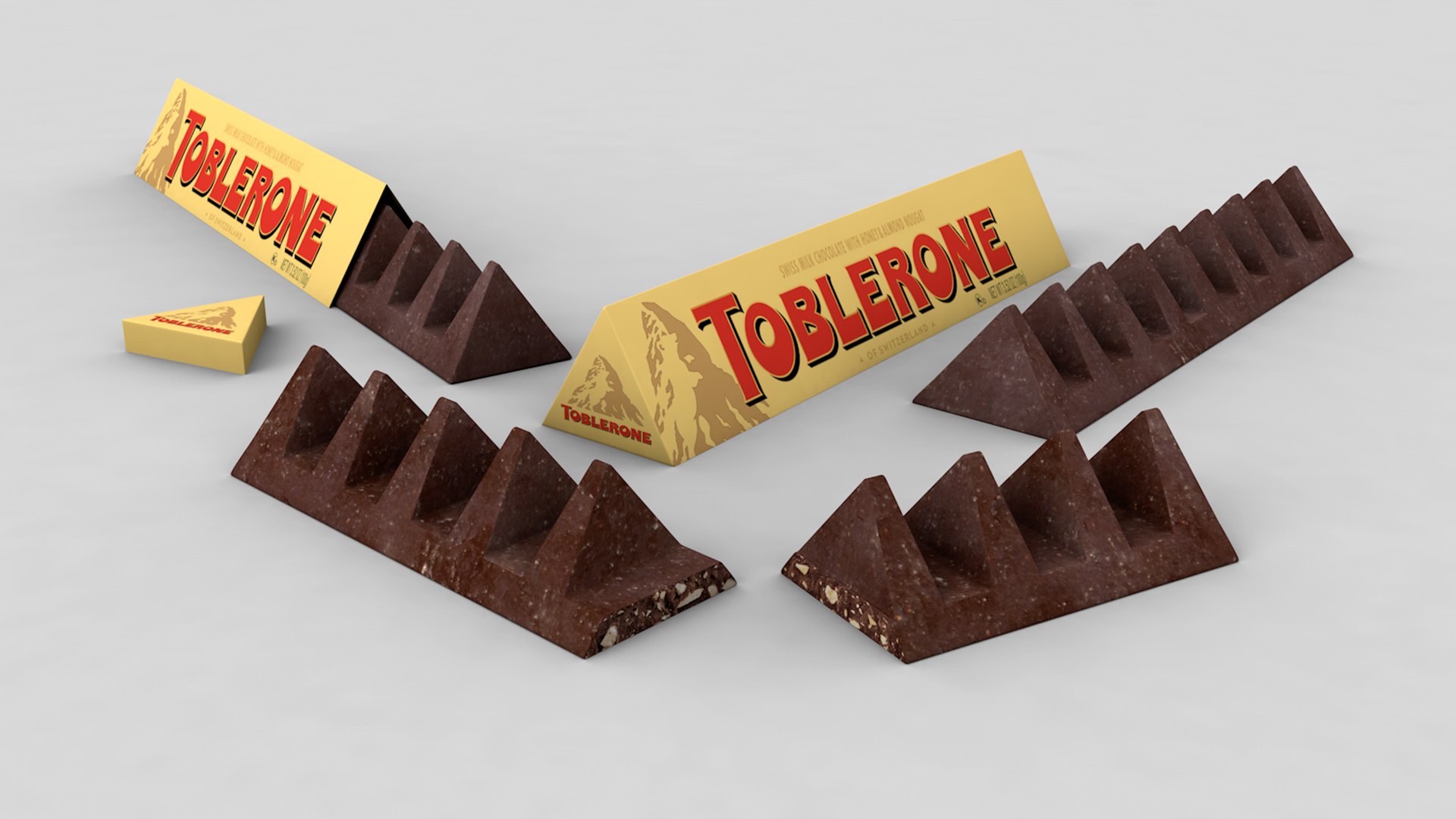 3D Toblerone Milk Chocolate Bar Model - TurboSquid 2158380