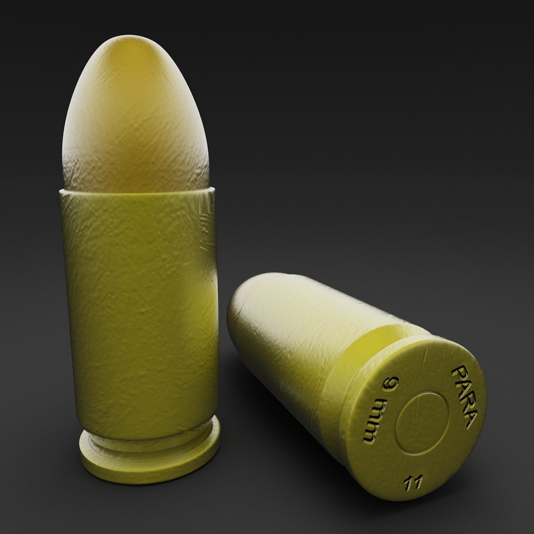 Gun Bullet 9mm Para 3d Lwo