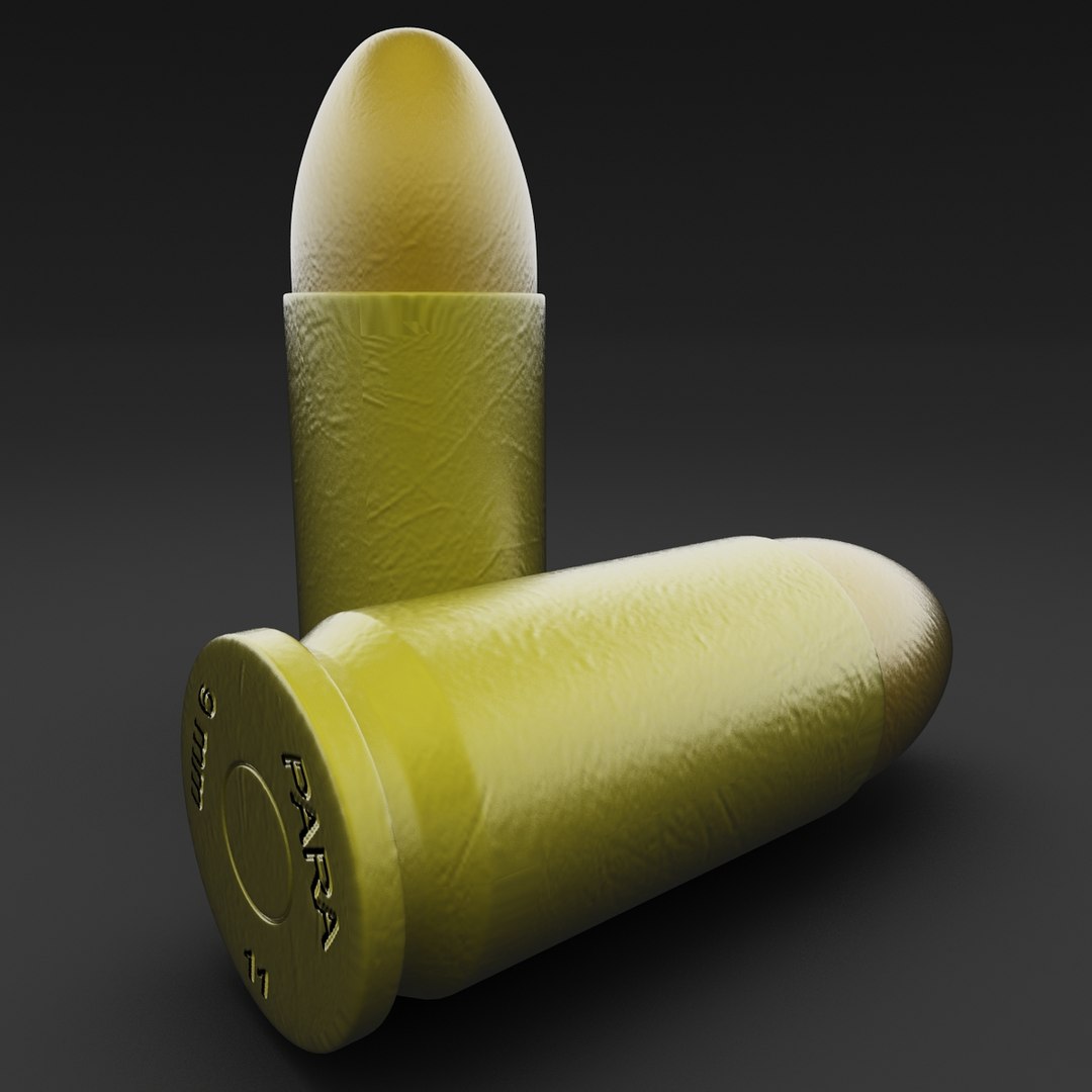 Gun Bullet 9mm Para 3d Lwo