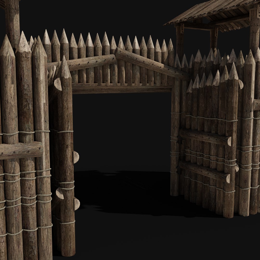 3D WOODEN GATE DOOR PALISADE WALLS MEDIEVAL FANTASY COLLECTION ...
