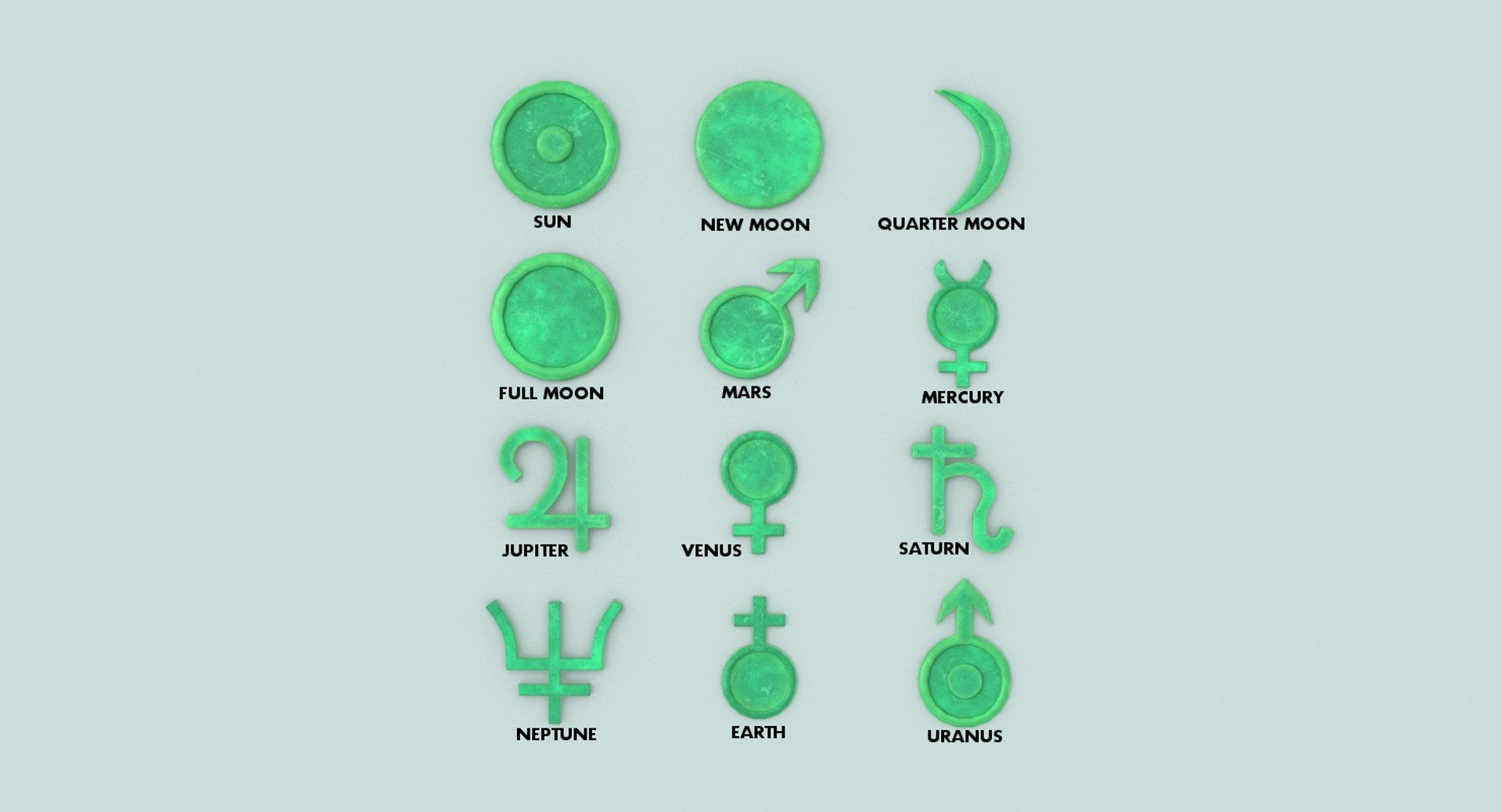Astrological Symbols Jade 3D - TurboSquid 1352469