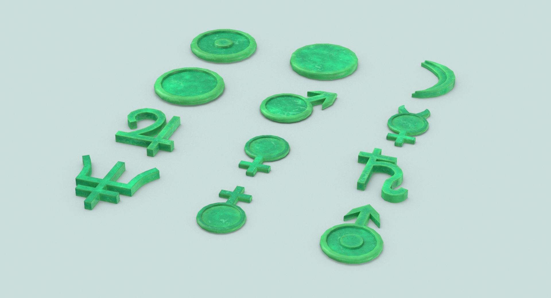 Astrological Symbols Jade 3D - TurboSquid 1352469