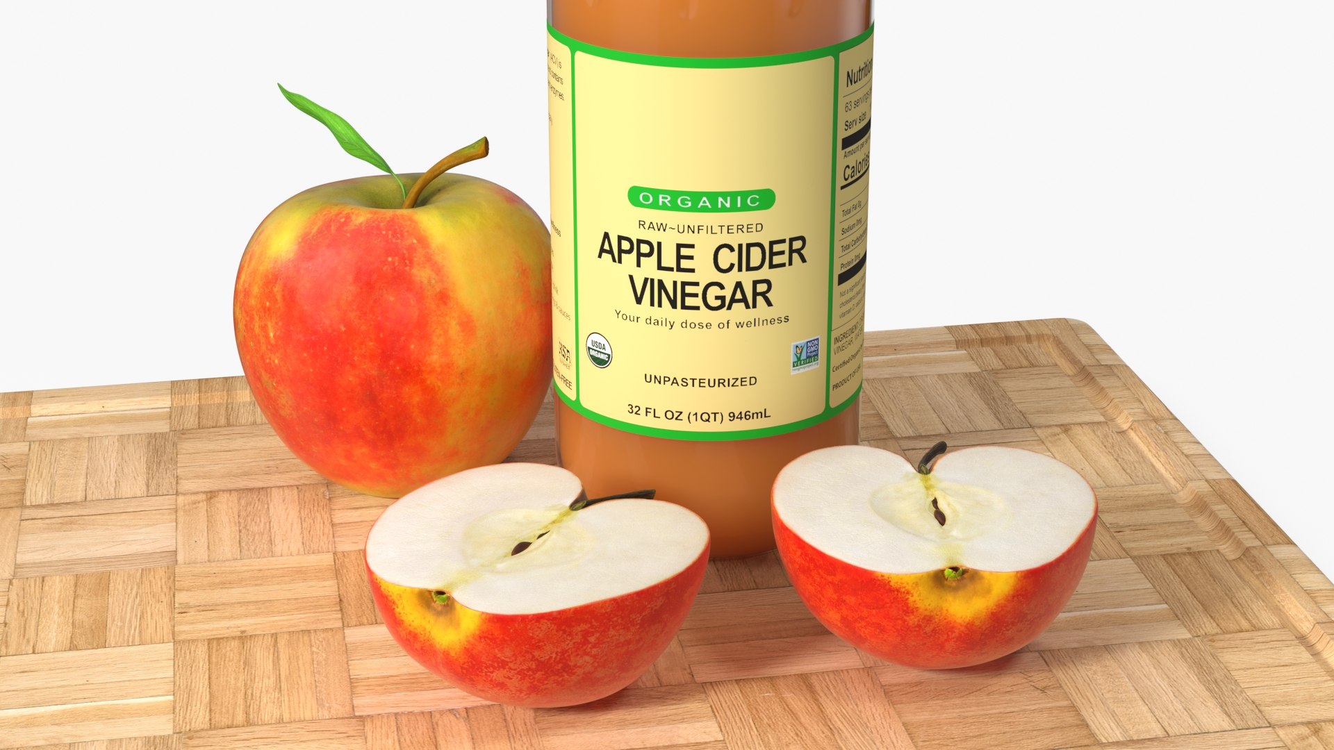 3D Apple Cider Vinegar With Apples Model - TurboSquid 2384828