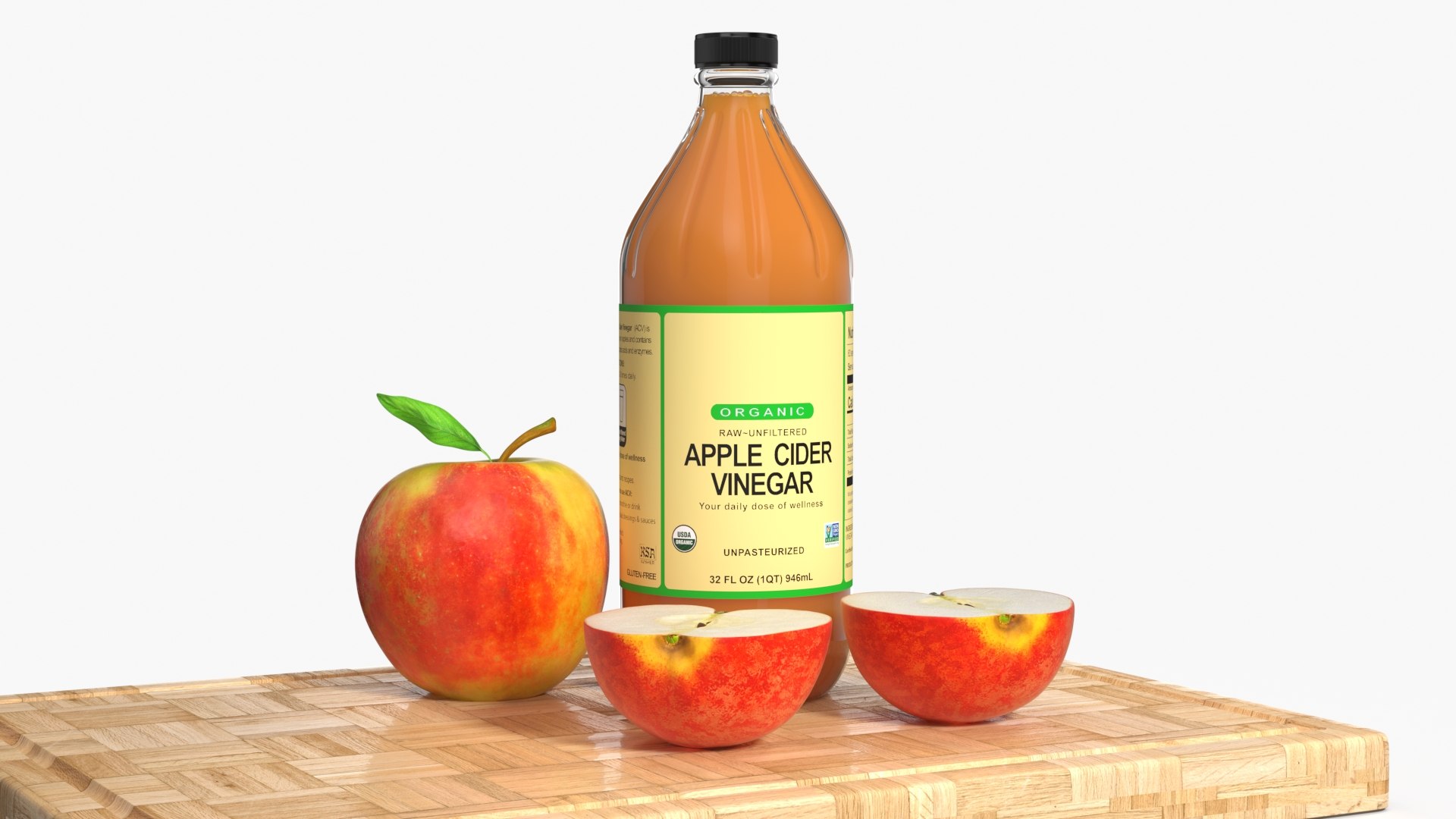 3D Apple Cider Vinegar With Apples Model - TurboSquid 2384828