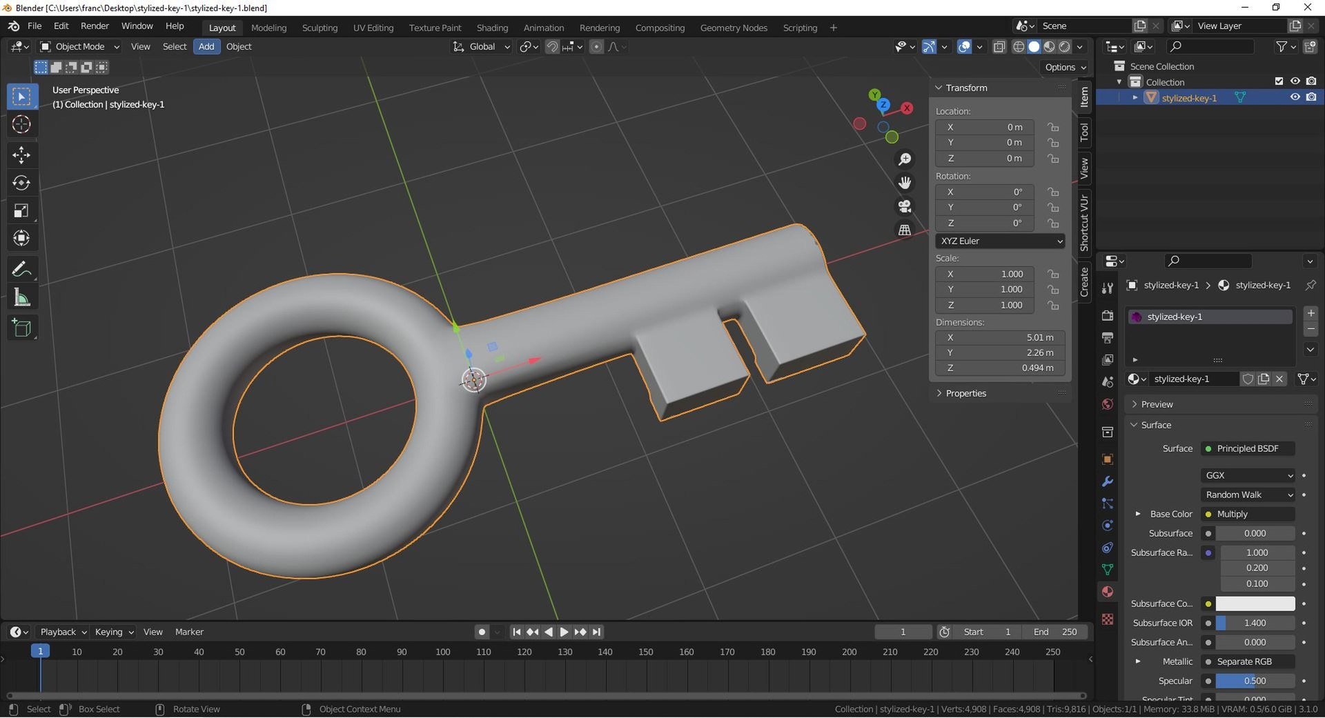 Stylized Key 1 3D - TurboSquid 1917881