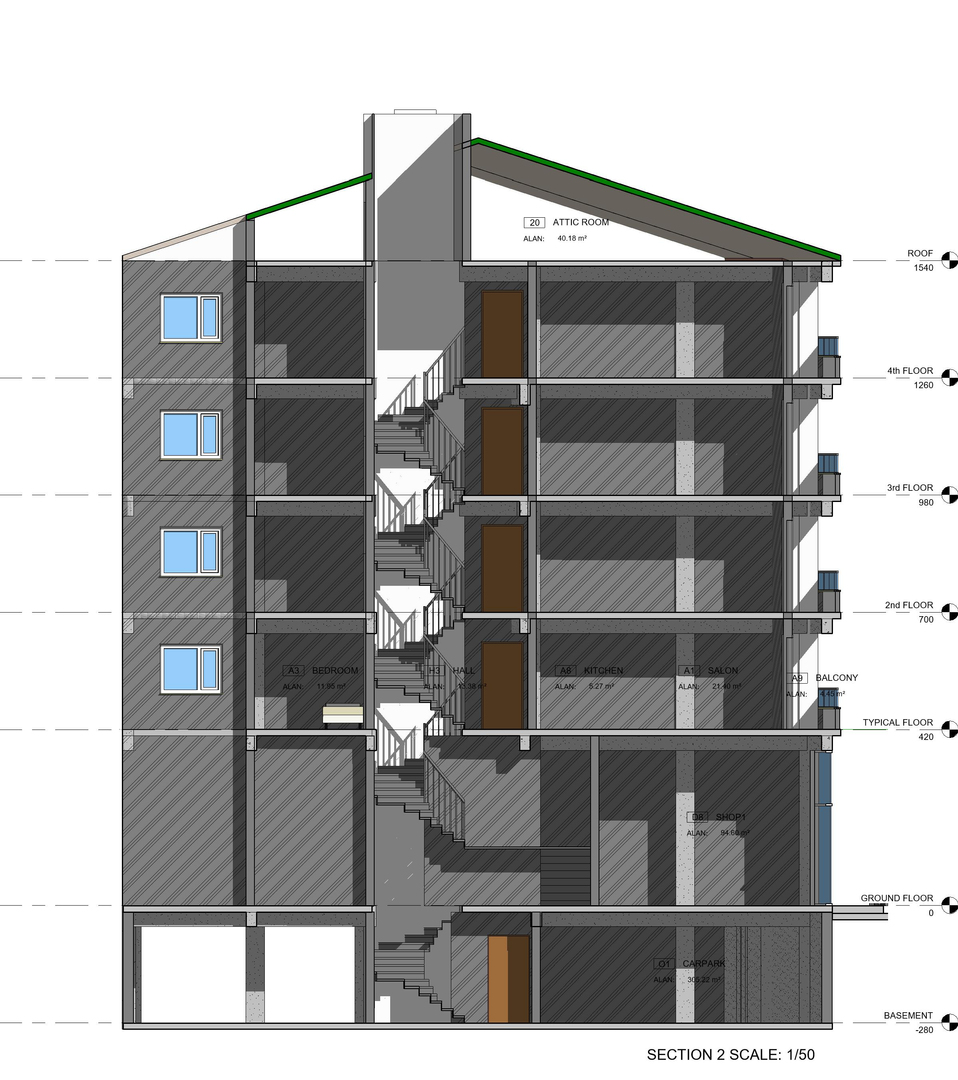 Revit project apartment building 3D model - TurboSquid 1338159
