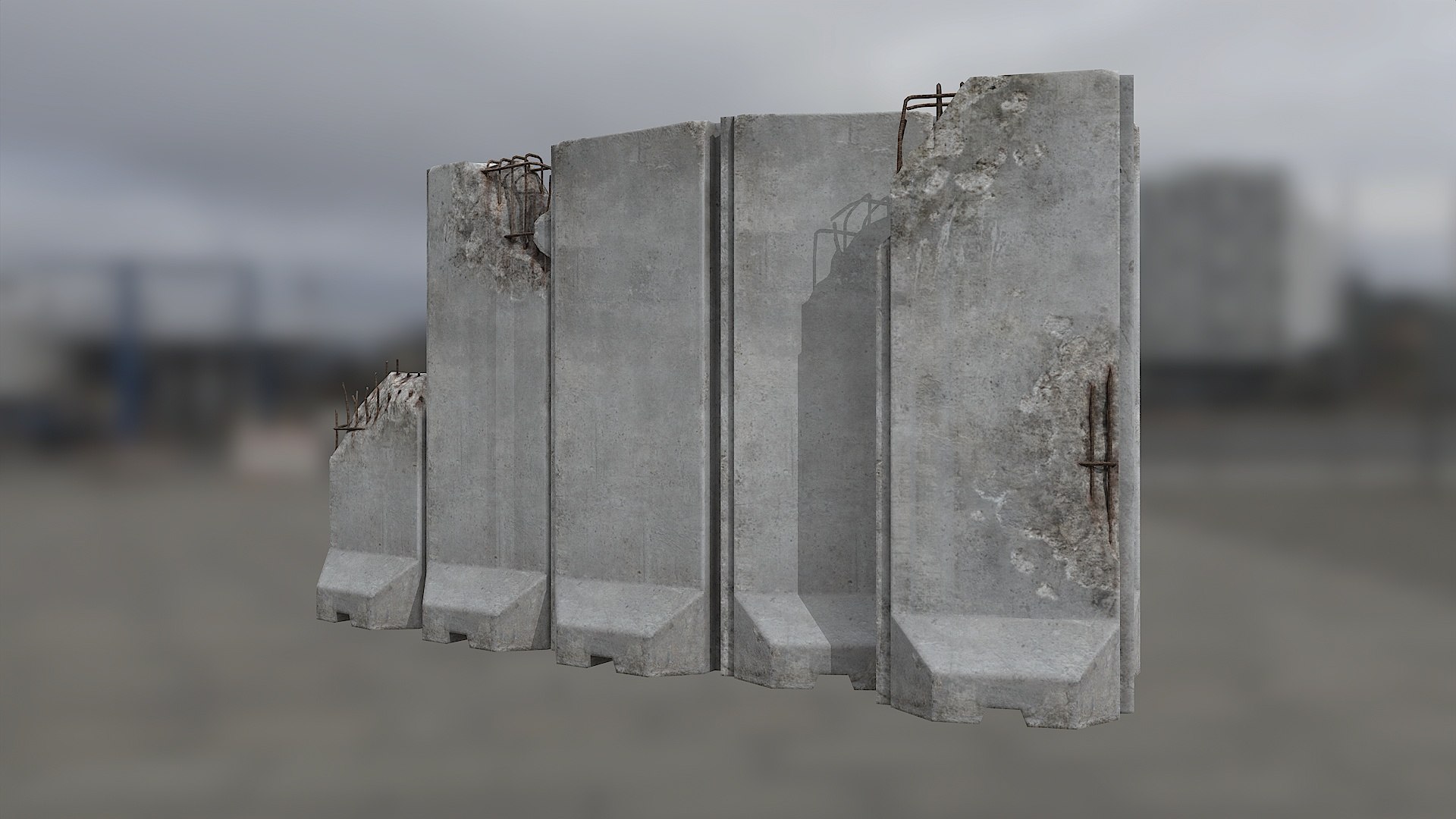 3d concrete barriers military walls