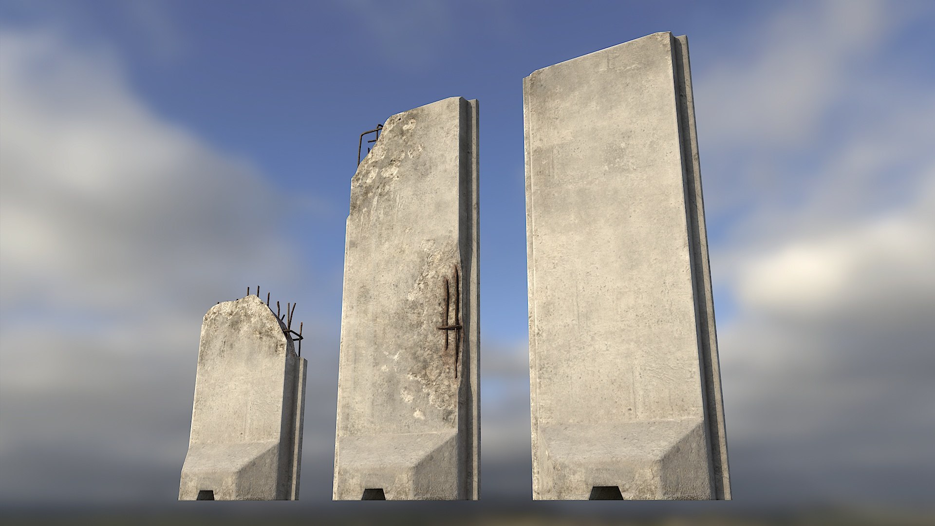 3d concrete barriers military walls
