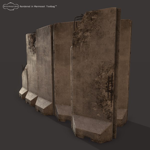 3d concrete barriers military walls