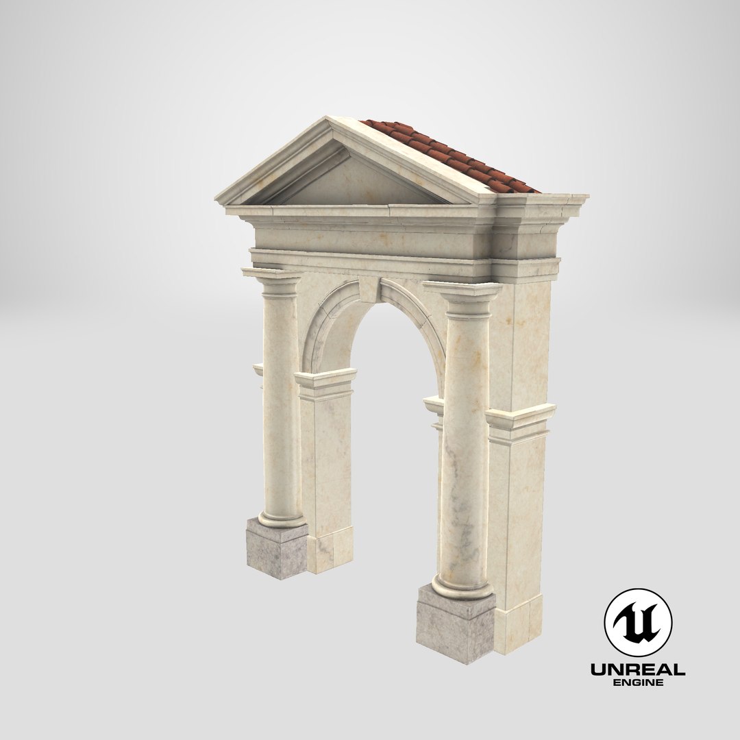 3D Classic Tuscan Entrance with Pediment model - TurboSquid 1876819
