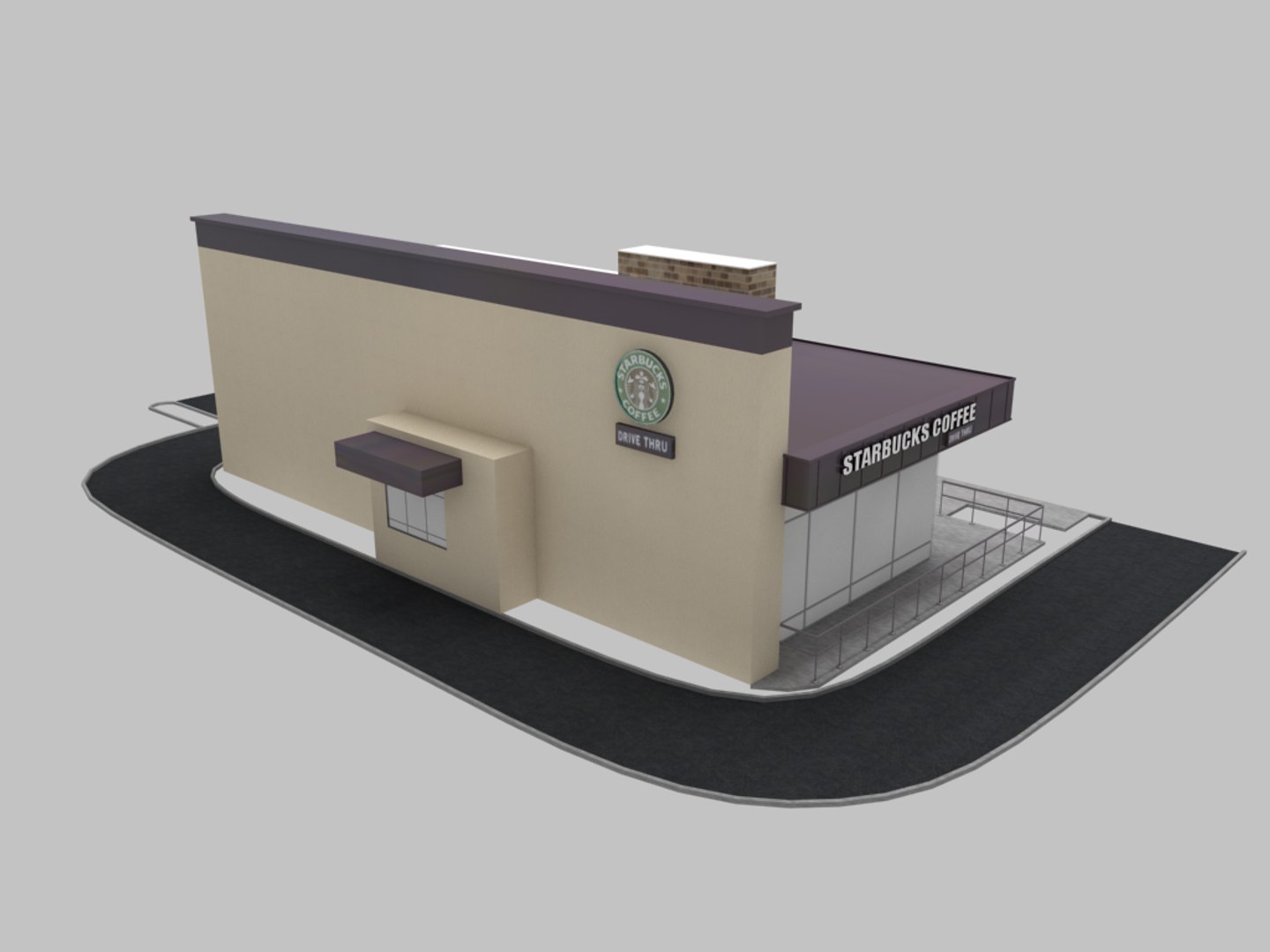 3D Starbucks Exterior Model - TurboSquid 1316752